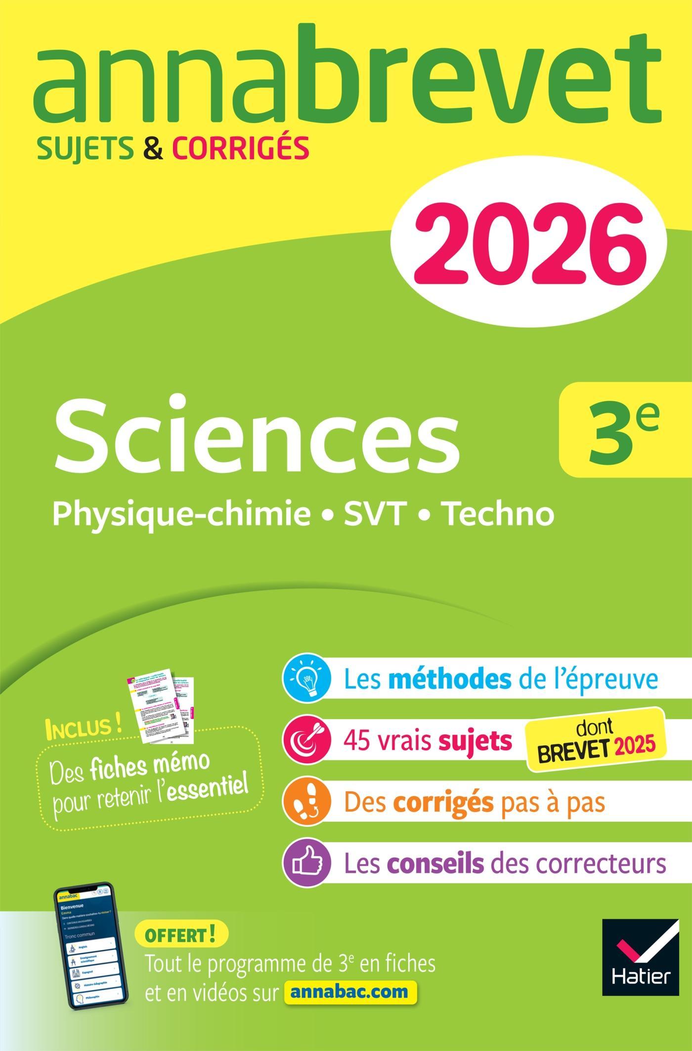 Annales du brevet 2026 - Annabrevet Sciences (Physique-chimie, SVT ...