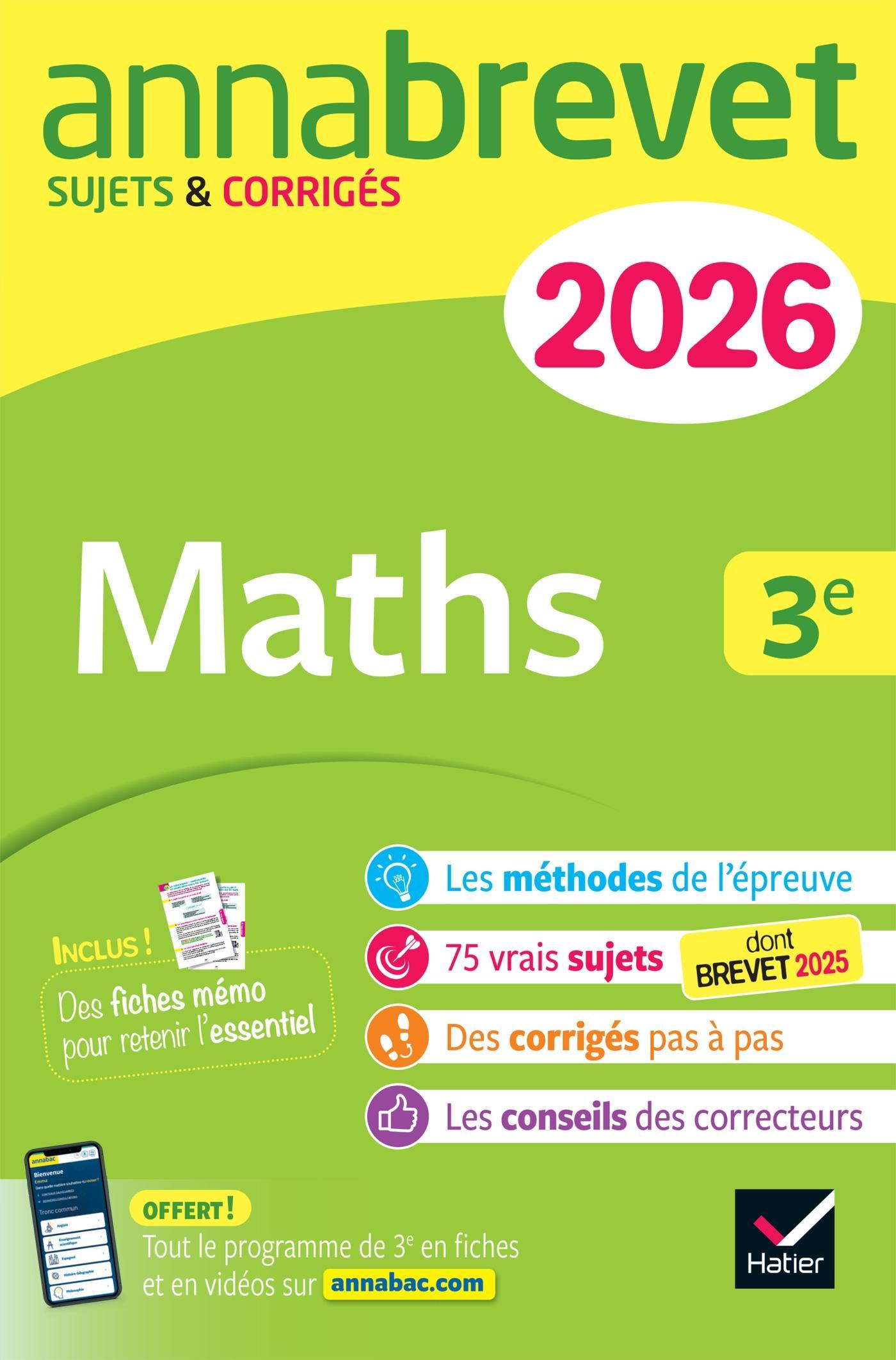 Annales du brevet 2026 - Annabrevet Maths 3e - Nouveau brevet - sujets ...