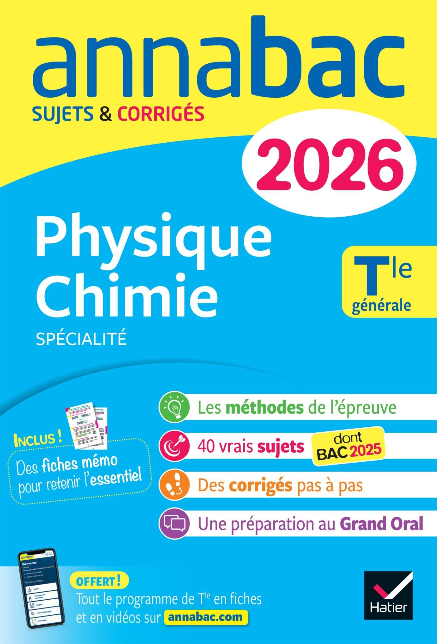 Annales du bac 2026 - Annabac Physique-Chimie Tle générale (spécialité ...